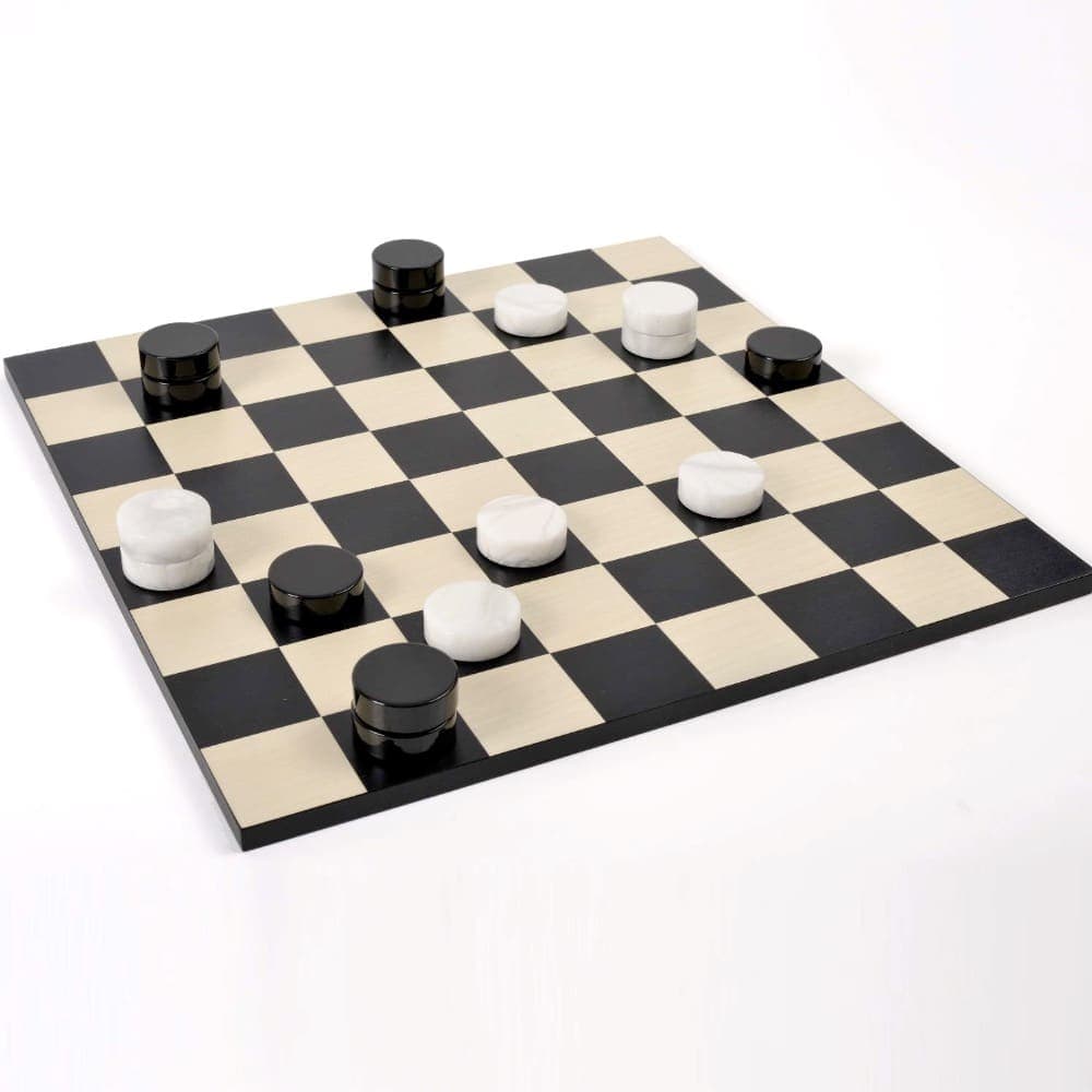 Purling London Stone Checkers Black & White with Maple Chess Board ...