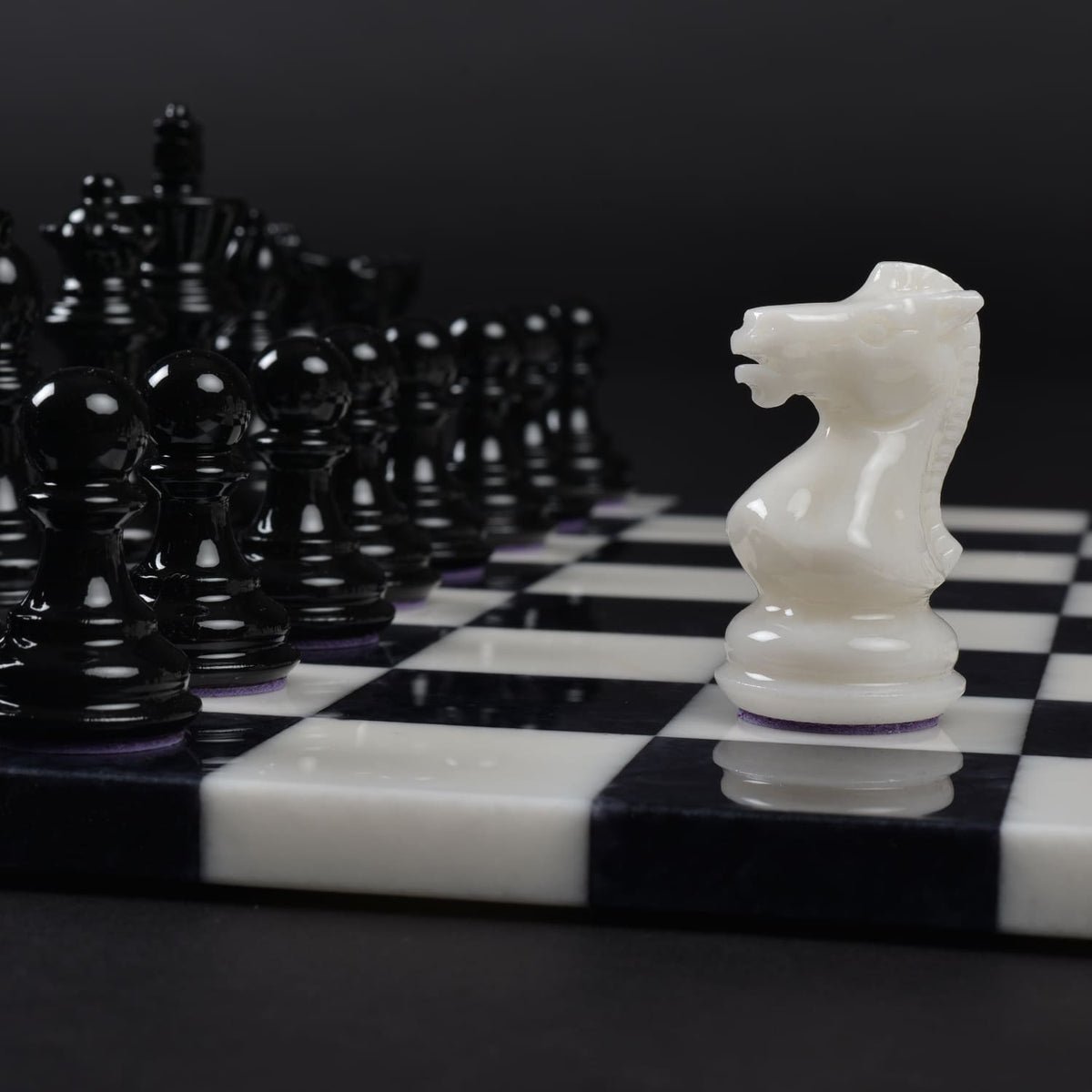 Purling London Stone Chess Set Black & White Italian Alabaster Board ...